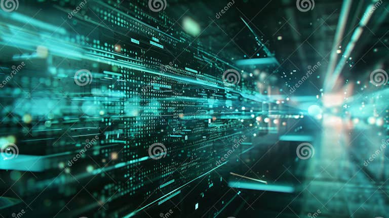 Futuristic Digital Technology Background with a Digital Data Stream in Cyberspace Using Binary ...