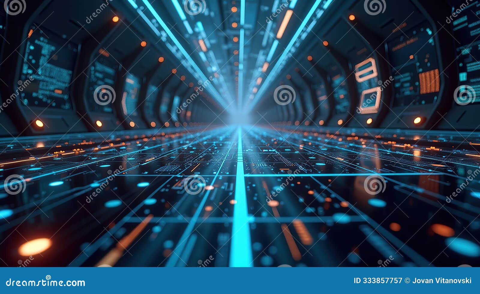 Futuristic Digital Technology Background with Glowing Circuit Board ...