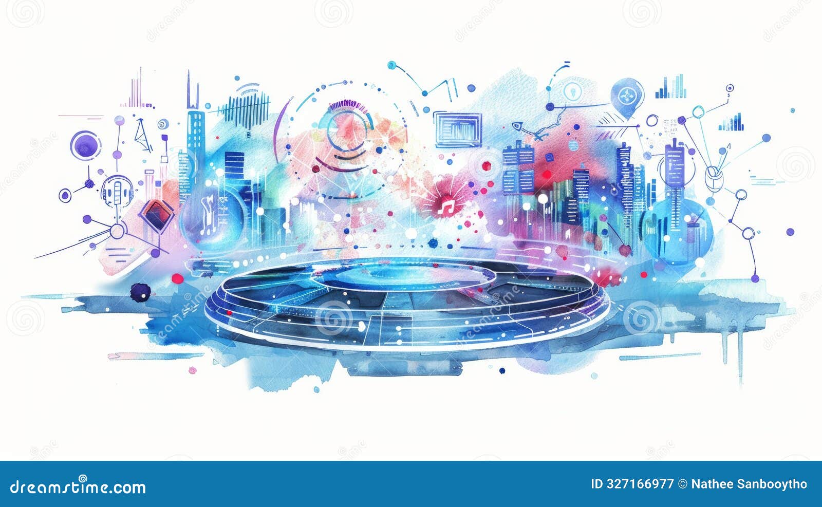 Futuristic Digital Technology Concept Art Stock Illustration ...