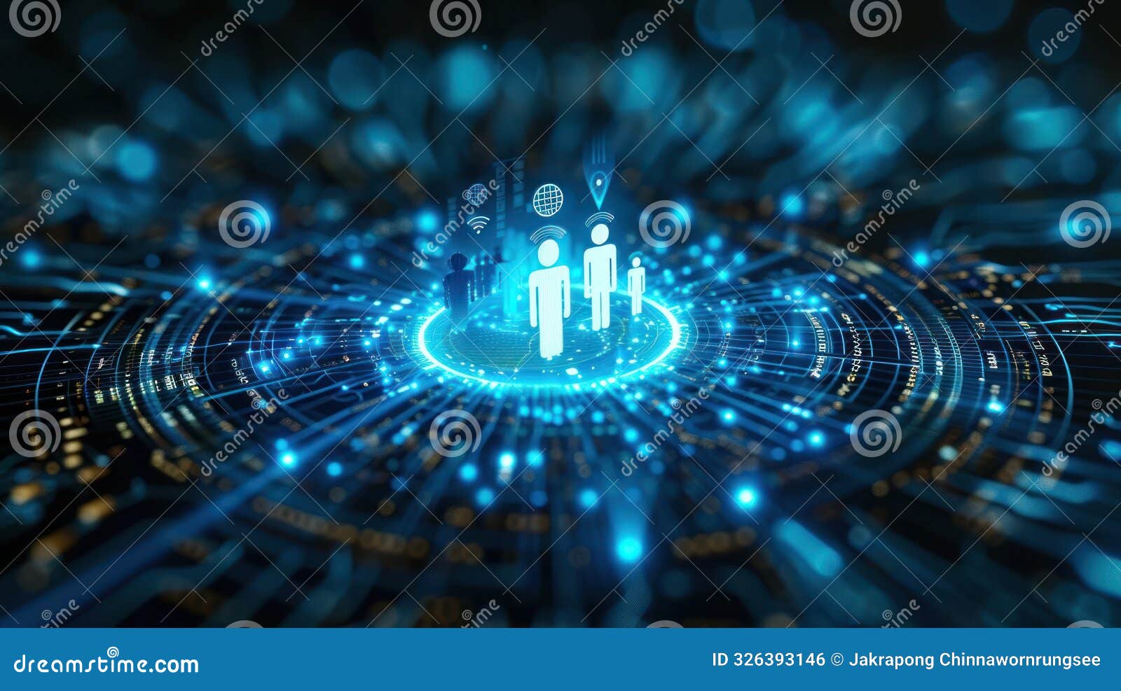 Futuristic Digital Technology Concept Showing Human Figures in a ...