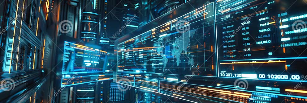 A Futuristic Digital Technology Concept Symbolizing Data Flow Global ...