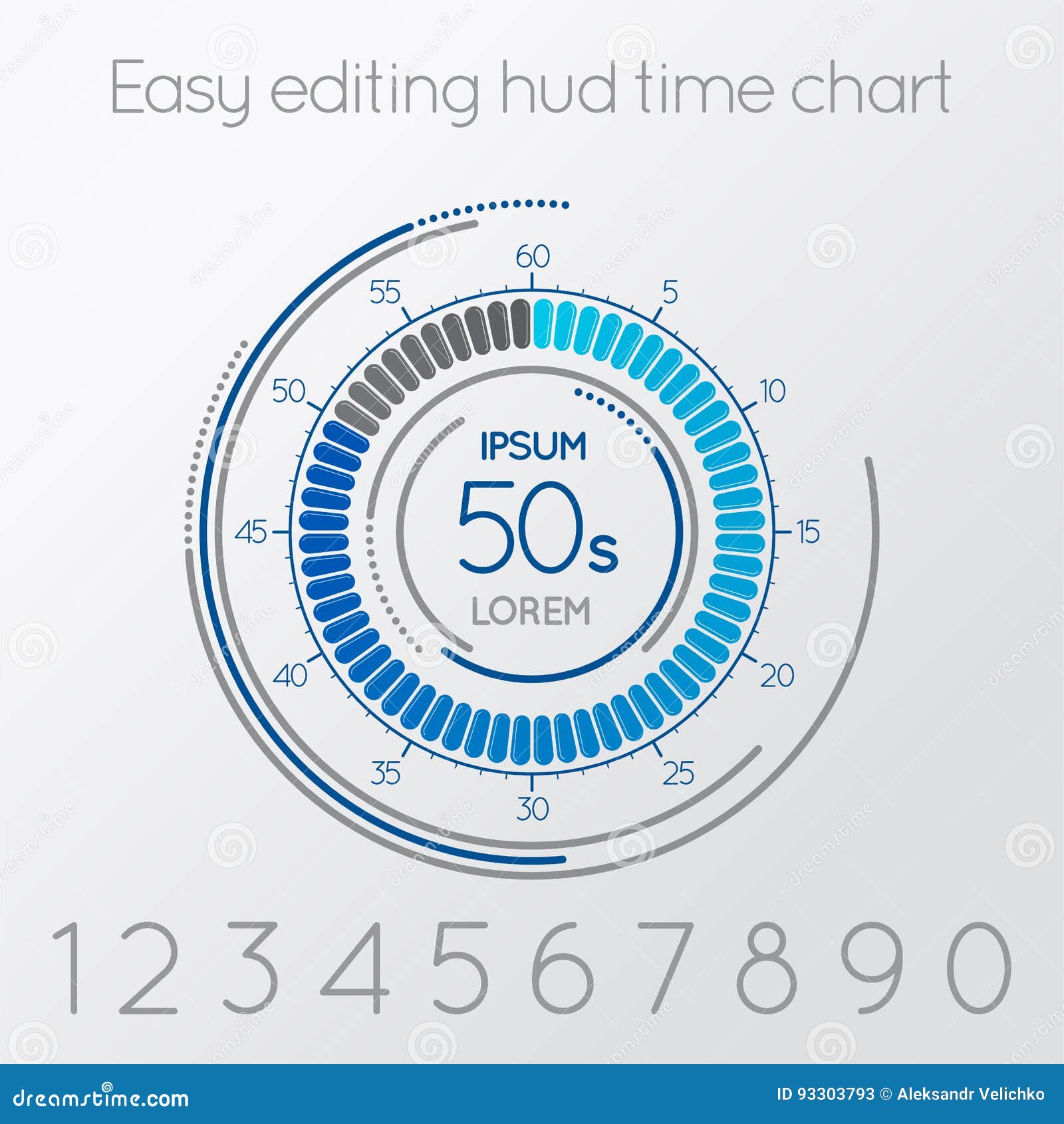 Digital Time Clock. Numbers For Timer, Calculator And Watch Display ...
