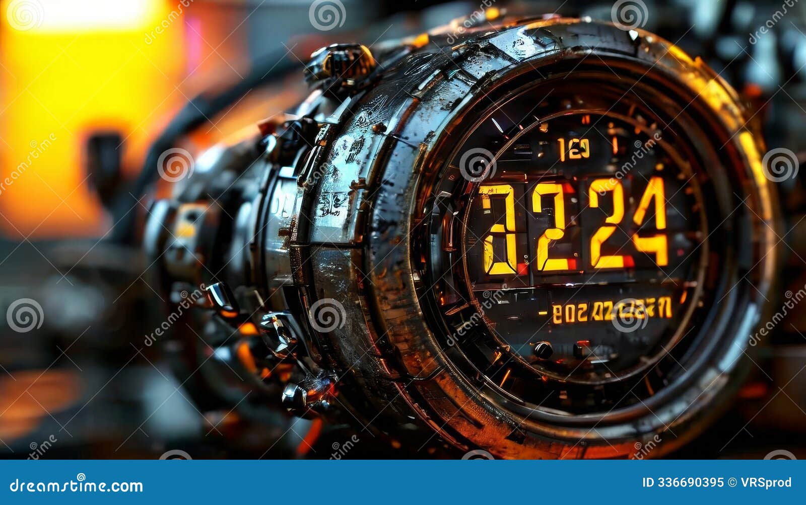 Futuristic Digital Timer with Metallic Design and Glowing Numbers Stock ...