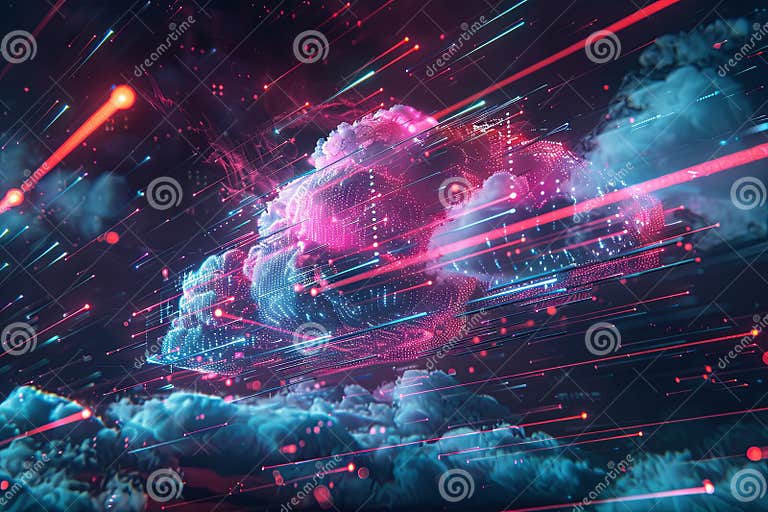 A Futuristic Digital Visualization of Cloud Computing with Glowing Data ...