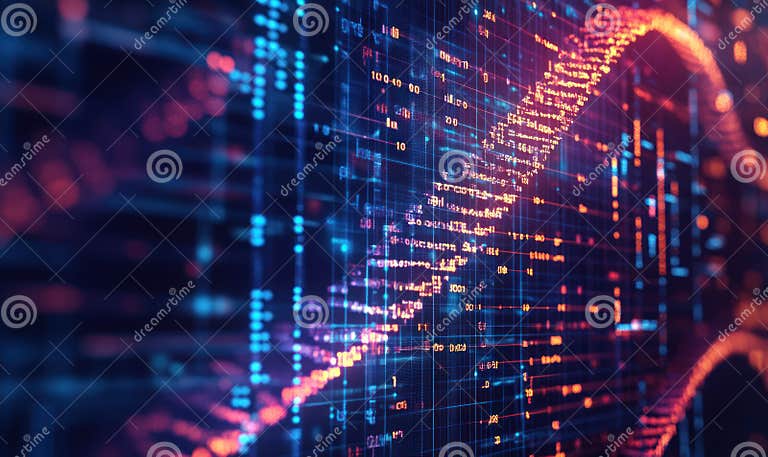 Futuristic Digital Visualization of a DNA Sequence Intertwined with ...