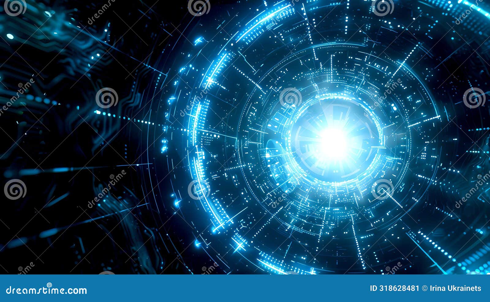 Futuristic Digital Vortex with Glowing Blue Lights. Perfect for Tech ...