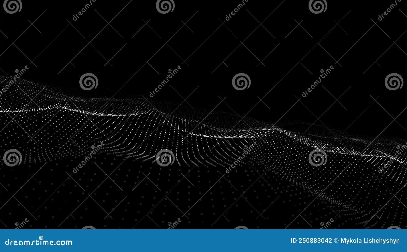 Futuristic Digital Wave. Dark Cyberspace. Abstract Wave with Dots and ...