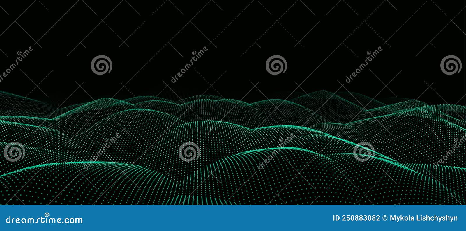 Futuristic Digital Wave. Dark Cyberspace. Abstract Wave with Dots and ...