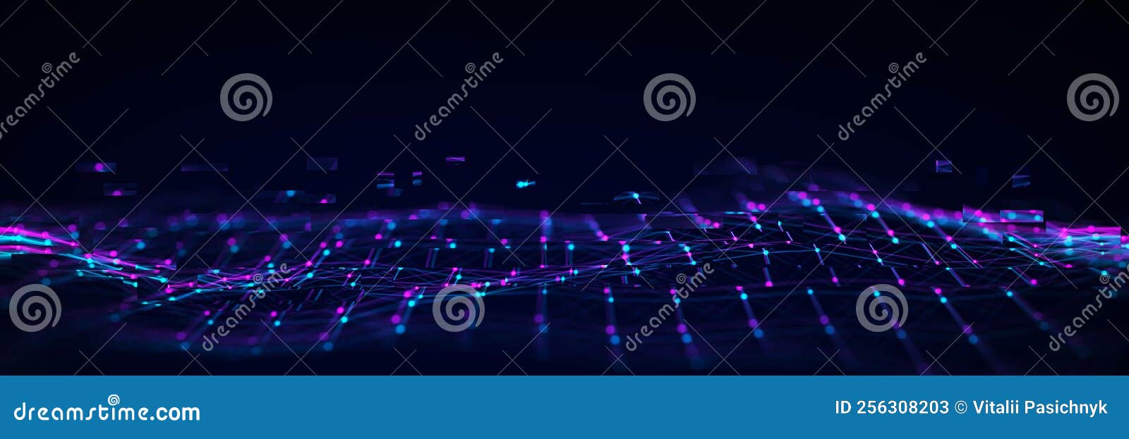 Futuristic Digital Wave with Glitch Effect. Concept of Noise in ...