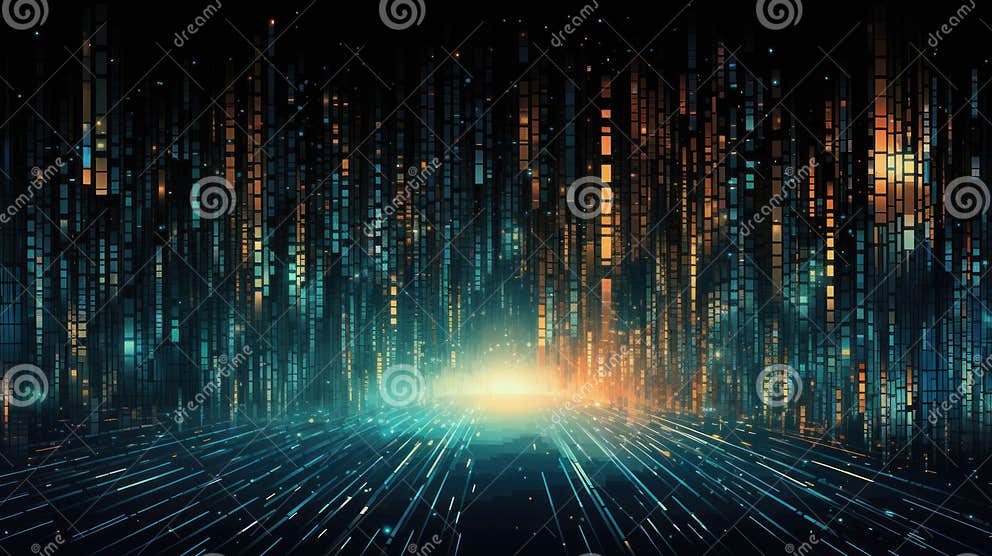 Futuristic Digital World with Binary Code Streams. Retro-Futuristic ...