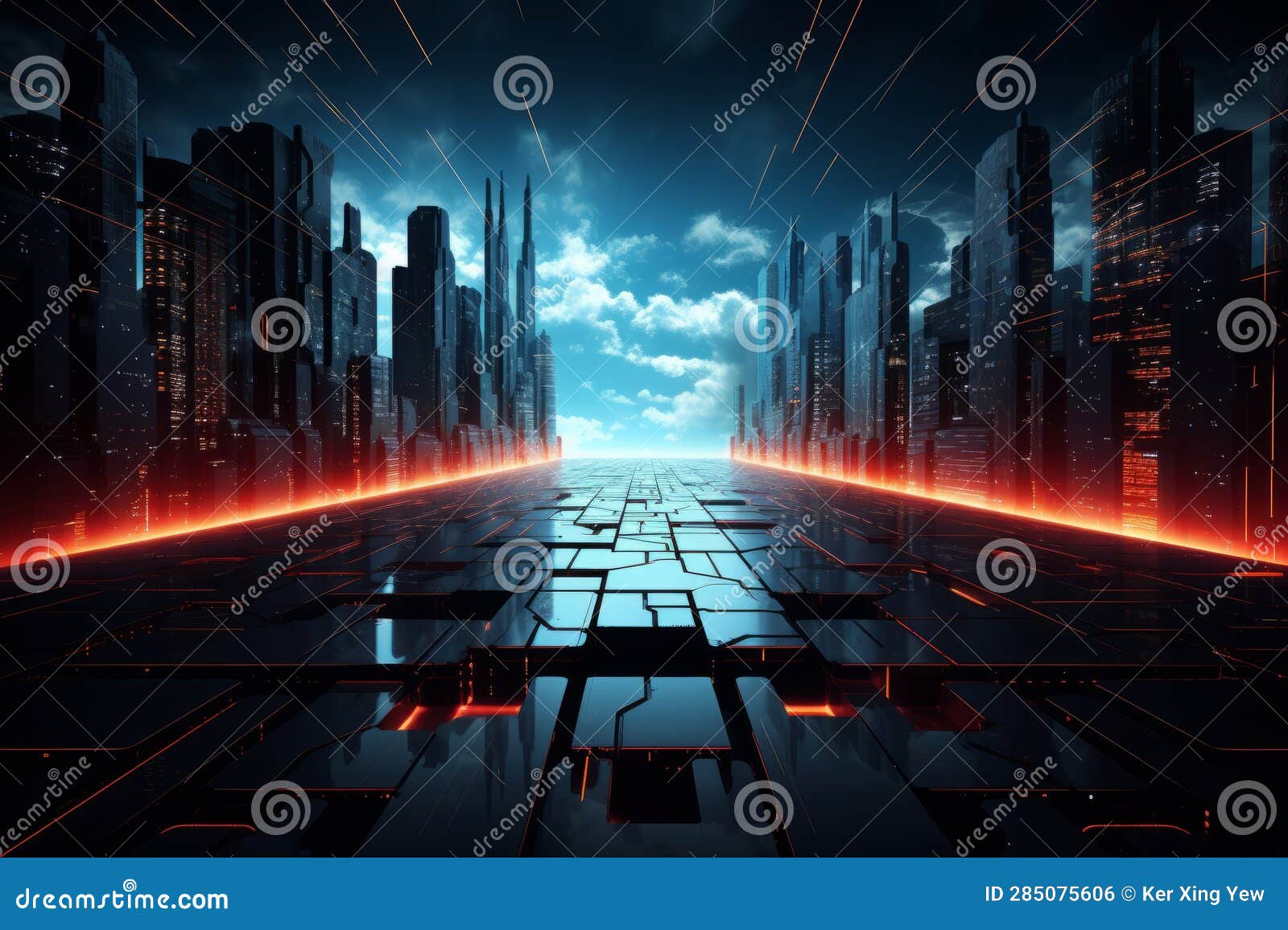 Futuristic Digital World on Dark Stock Illustration - Illustration of ...