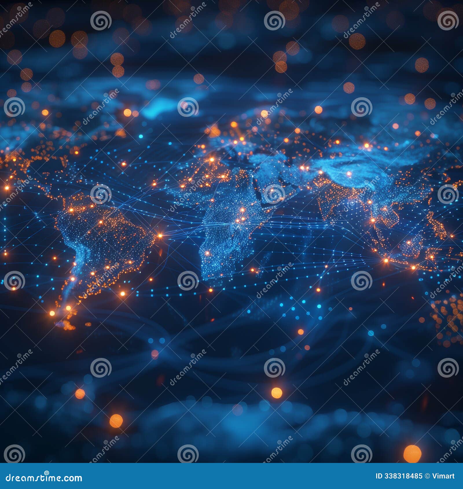 A Futuristic Digital World Map with Glowing Connections. Perfect for ...
