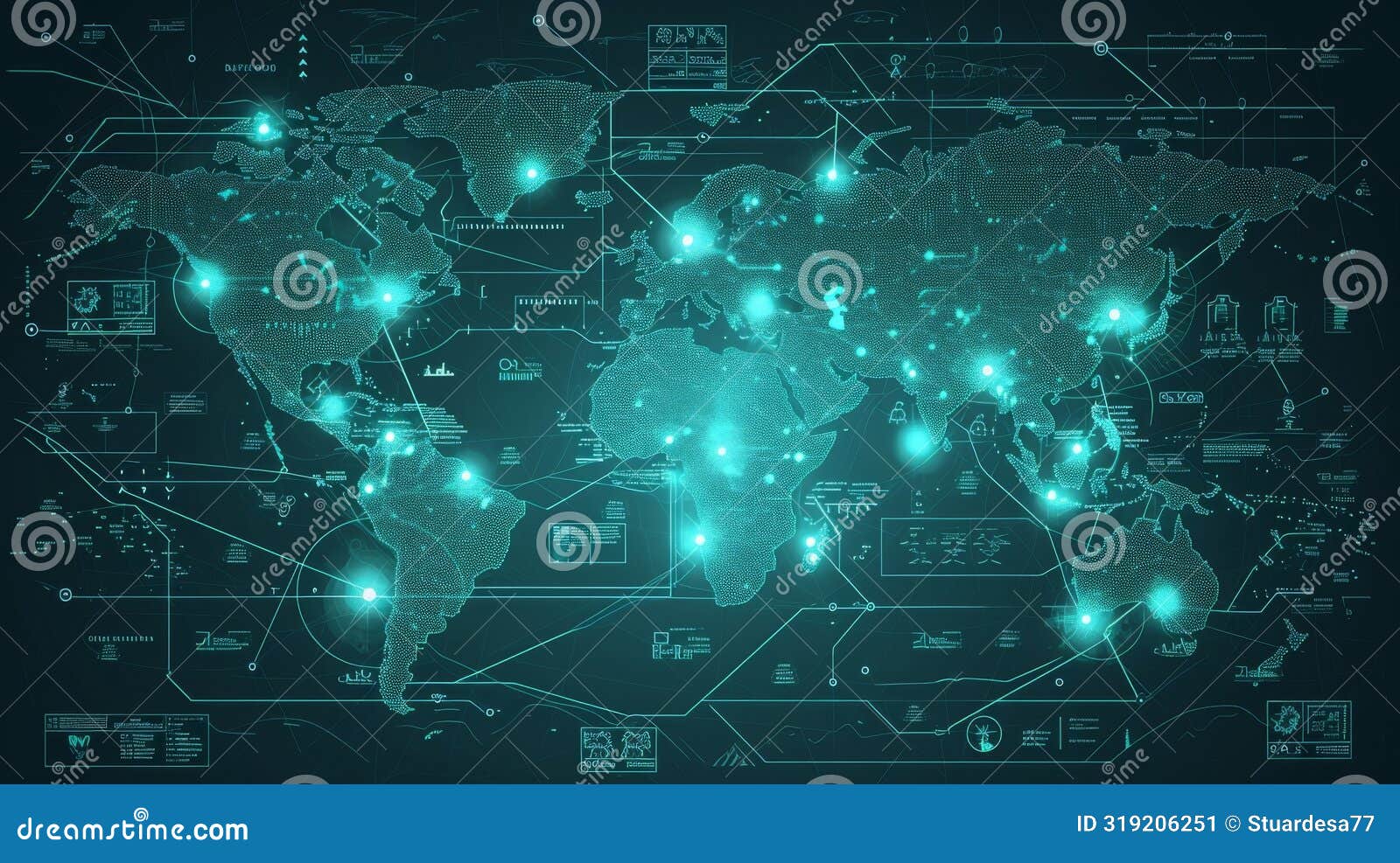 Futuristic Digital World Map with Glowing Points Stock Image - Image of ... Futuristic Digital World Map with Glowing Points Stock Image - Image of ...