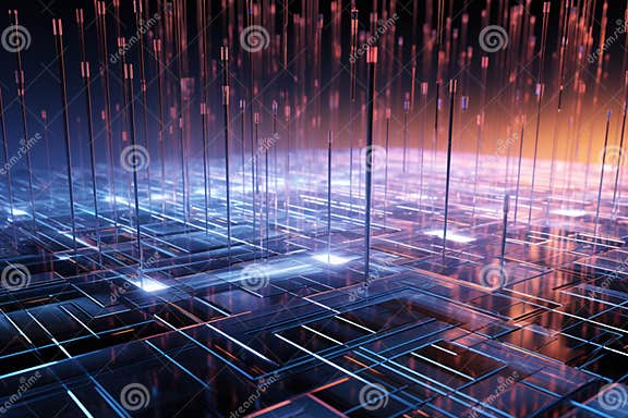 Futuristic Dimensionality Cube And Grid Space In Detailed 3d Rendering