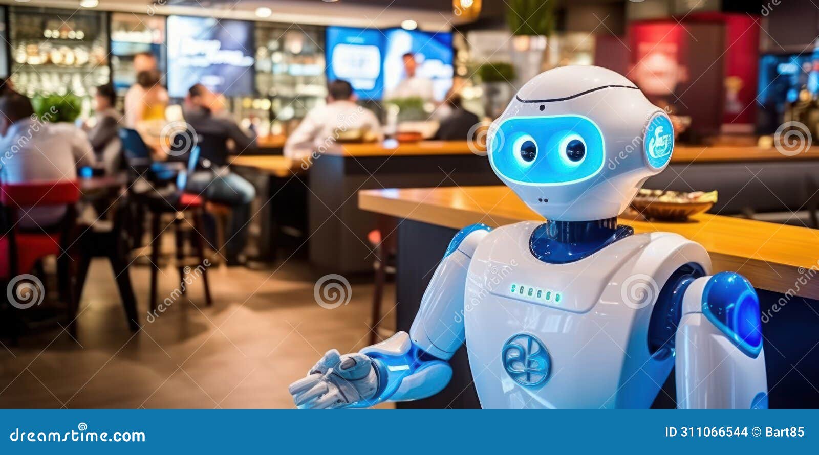 Futuristic Dining Experience AI Humanoid Robot Taking Drive-Thru Orders ...