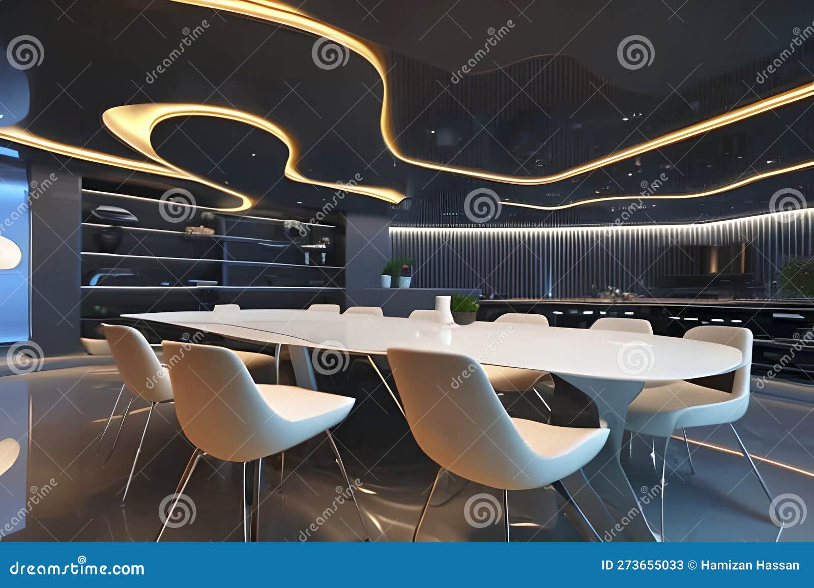 Futuristic Dining Room for Modern Homes Stock Illustration ...