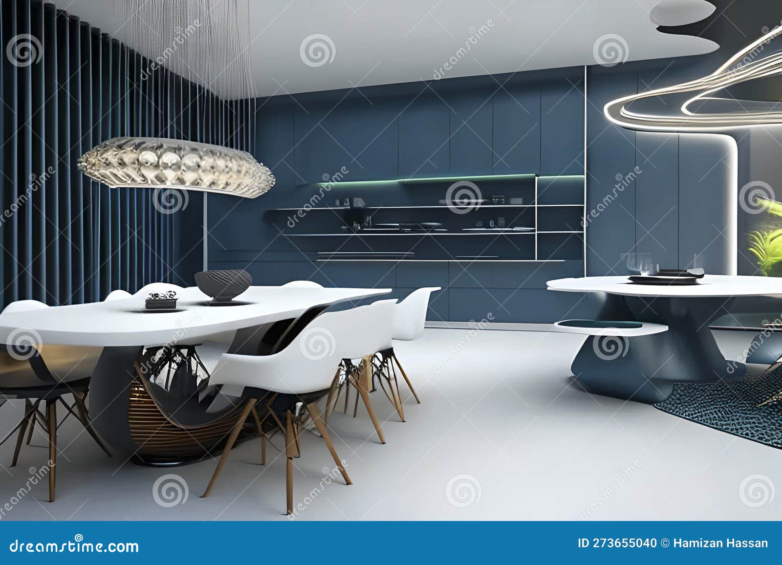 Futuristic Dining Room for Modern Homes Stock Illustration ...