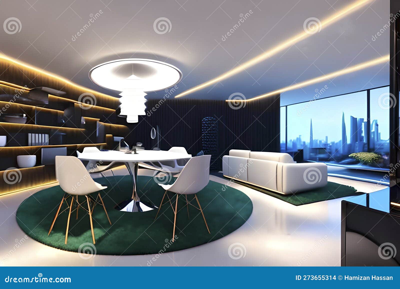 Futuristic Dining Room for Modern Homes Stock Illustration ...