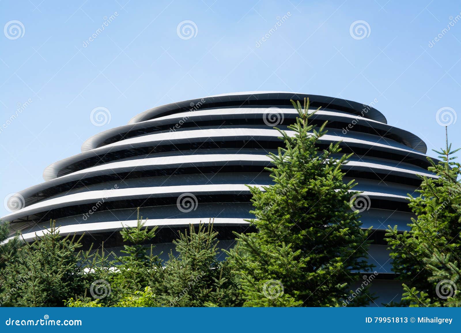 Futuristic Disc-shaped Building in the Theme Park. Stock Image - Image ...