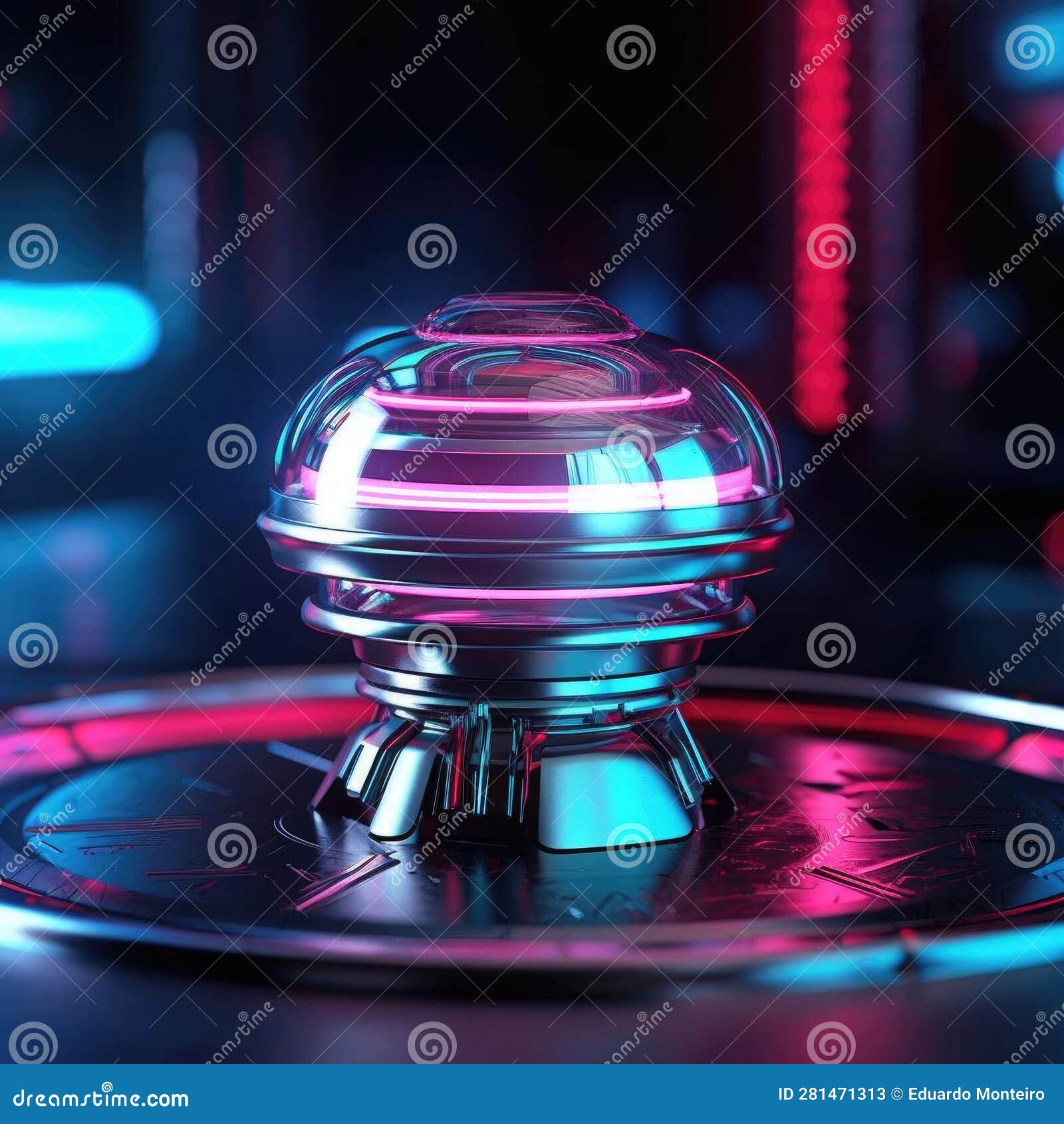 A Futuristic Disco Ball on a Black Background in Neon Light Stock ...