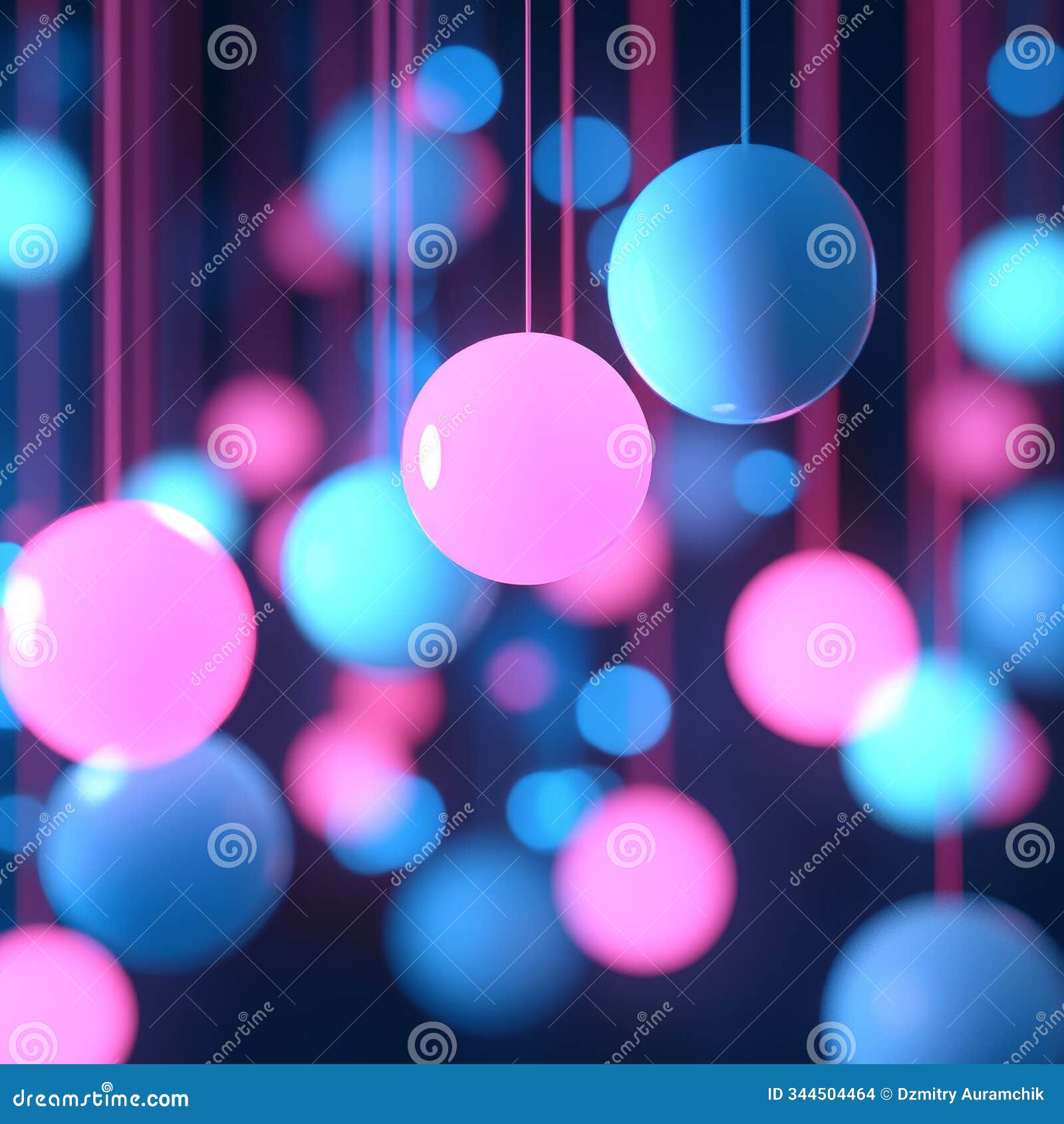 This Futuristic Display Features Suspended Spheres Illuminated by Neon Lights. Stock Photo ...