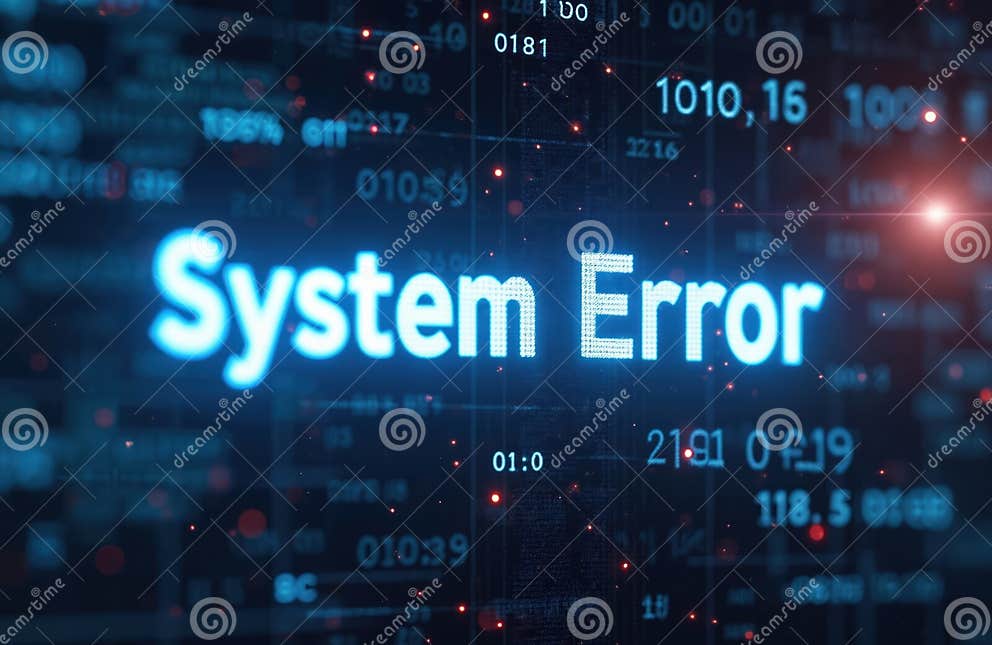 Futuristic Display Shows Glowing System Error Message. Binary Code ...