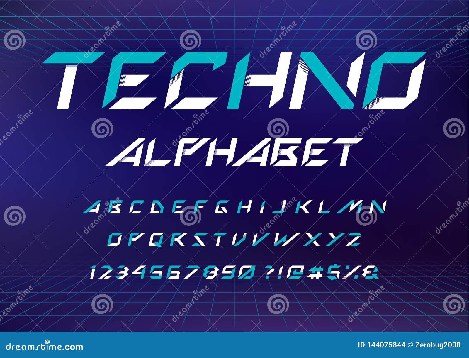 Techno font stock vector. Illustration of graphic, type - 144075844