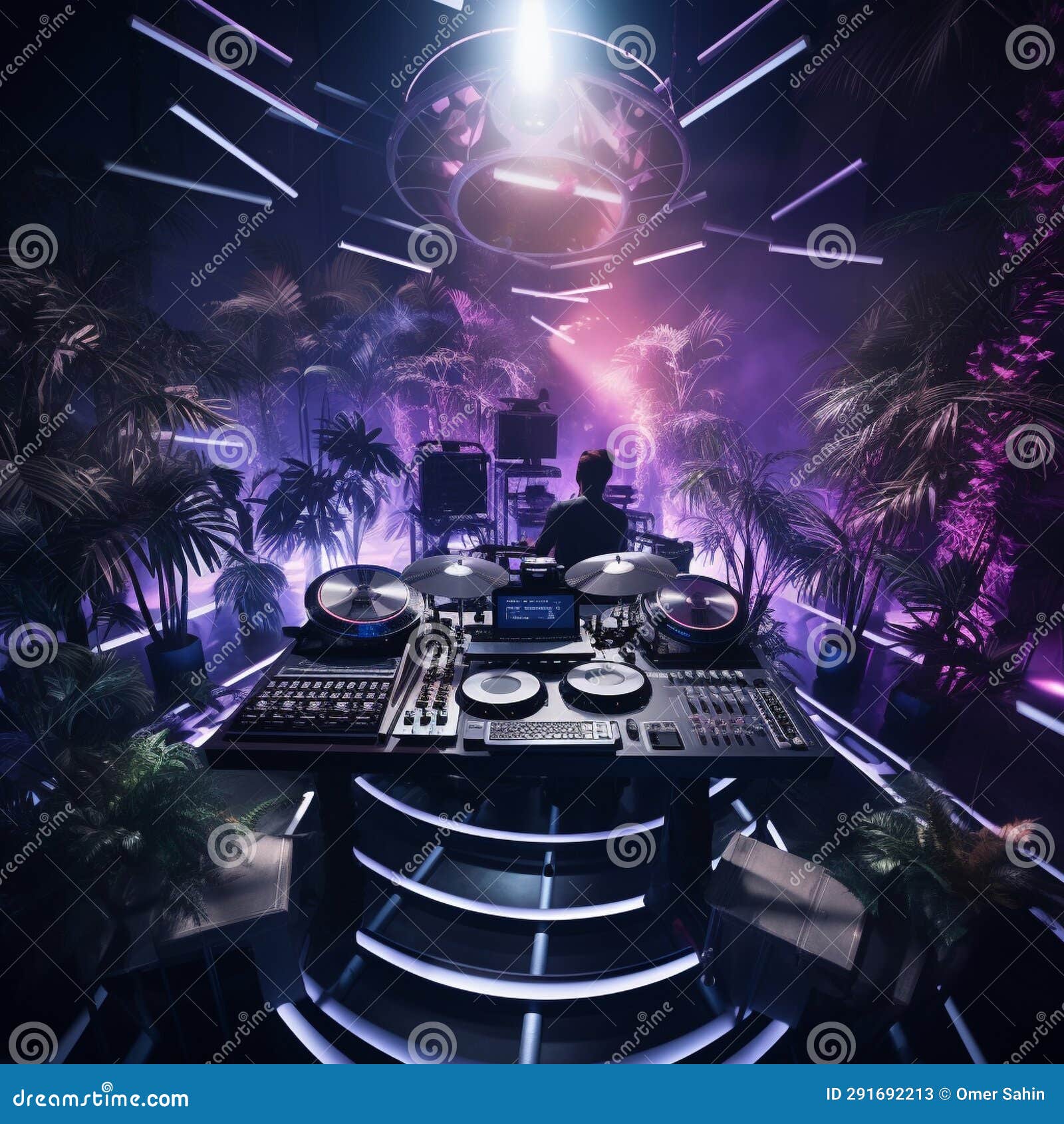 Futuristic DJ Setup with Immersive Lighting Effects Stock Image - Image ...