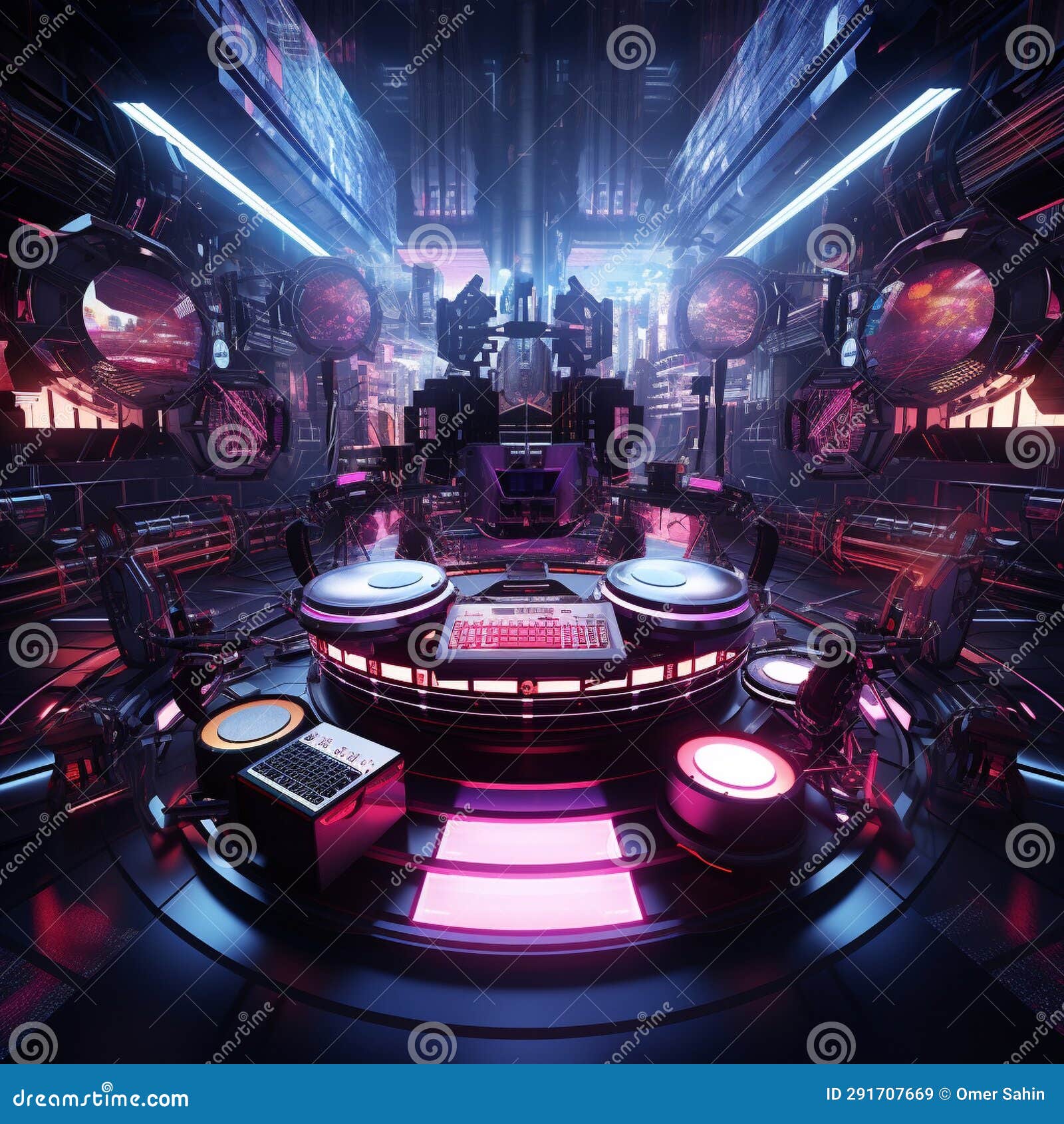 Futuristic DJ Setup with Immersive Lighting Effects Stock Image - Image ...