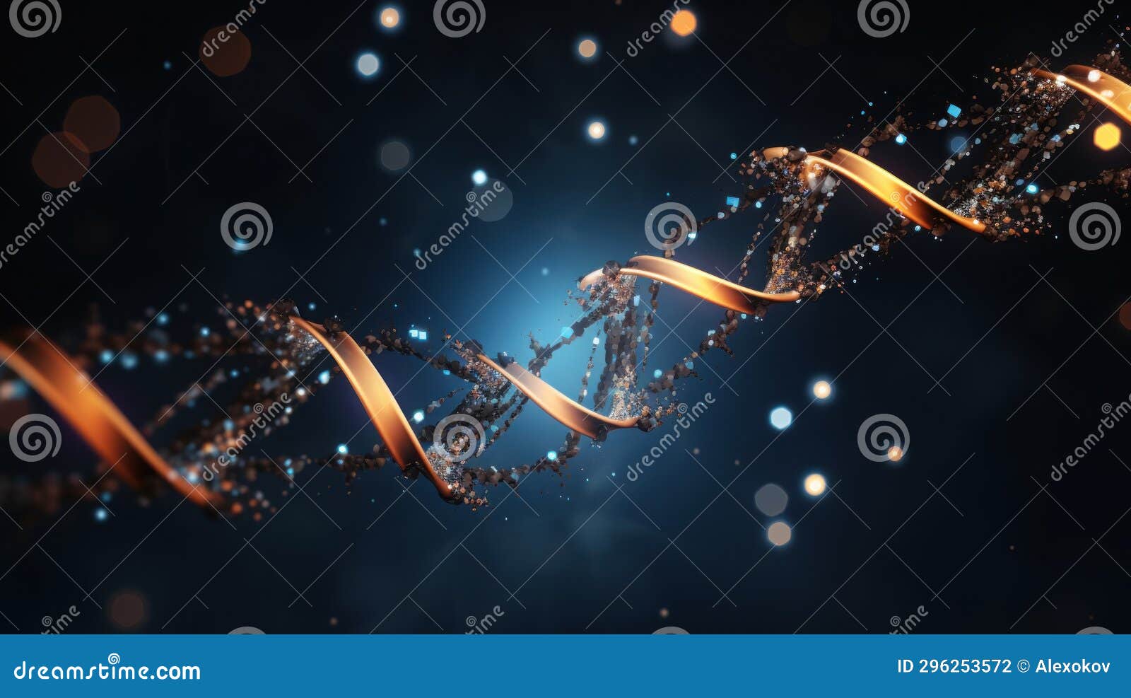 Futuristic DNA Helix on Black Background: a Minimalistic Clean Image of ...