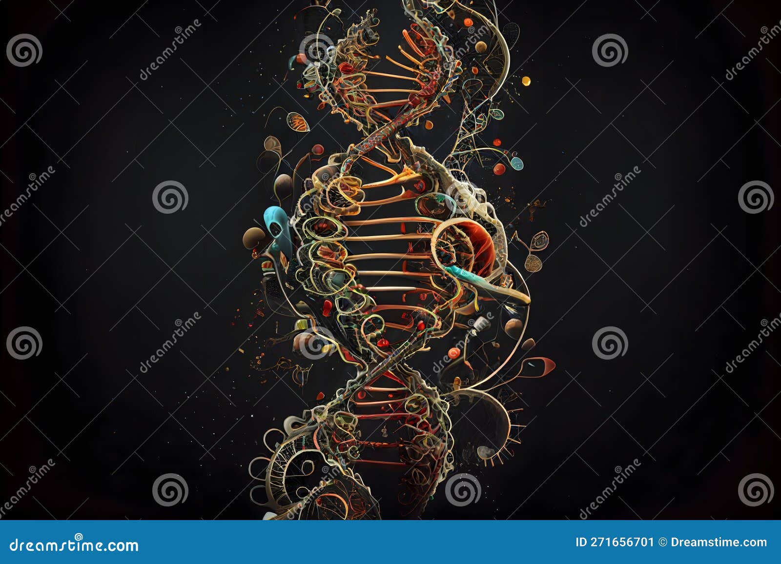 Futuristic DNA Helix on Black Background. DNA Science Background ...