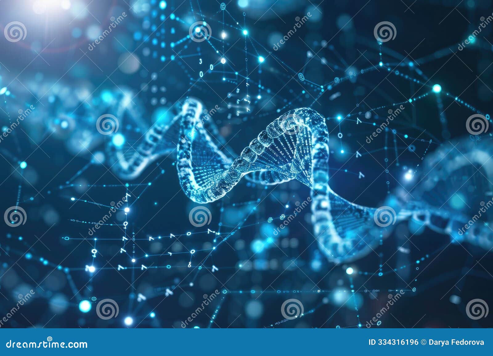 Futuristic DNA Helix with Glowing Data Connections in a Digital Matrix ...