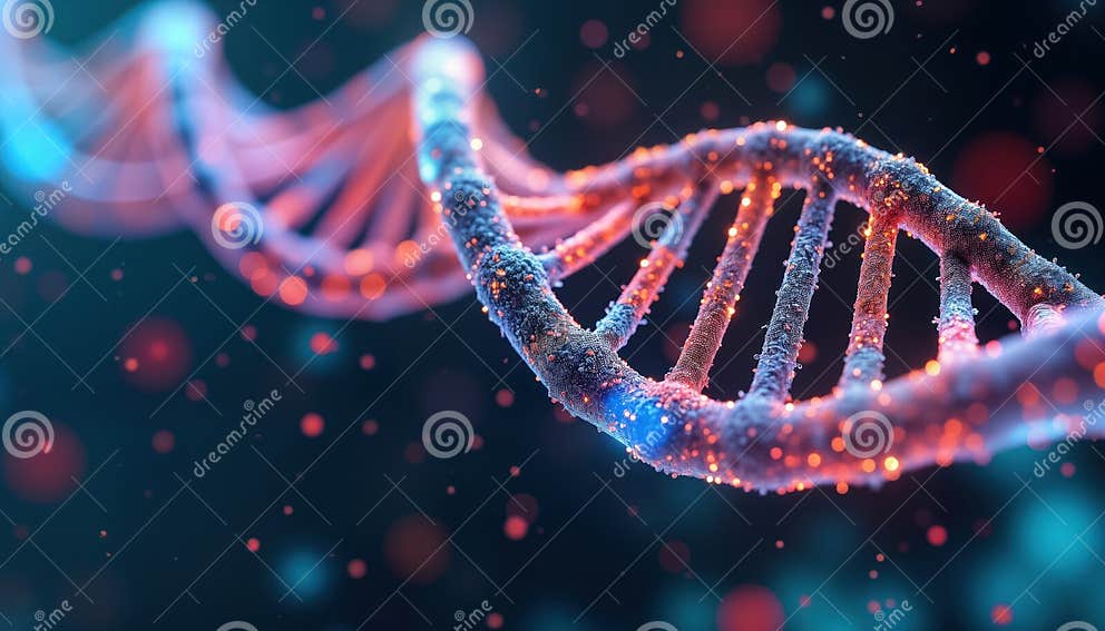 Futuristic Dna Structure Glows with Vibrant Colors. Tech, Bio ...