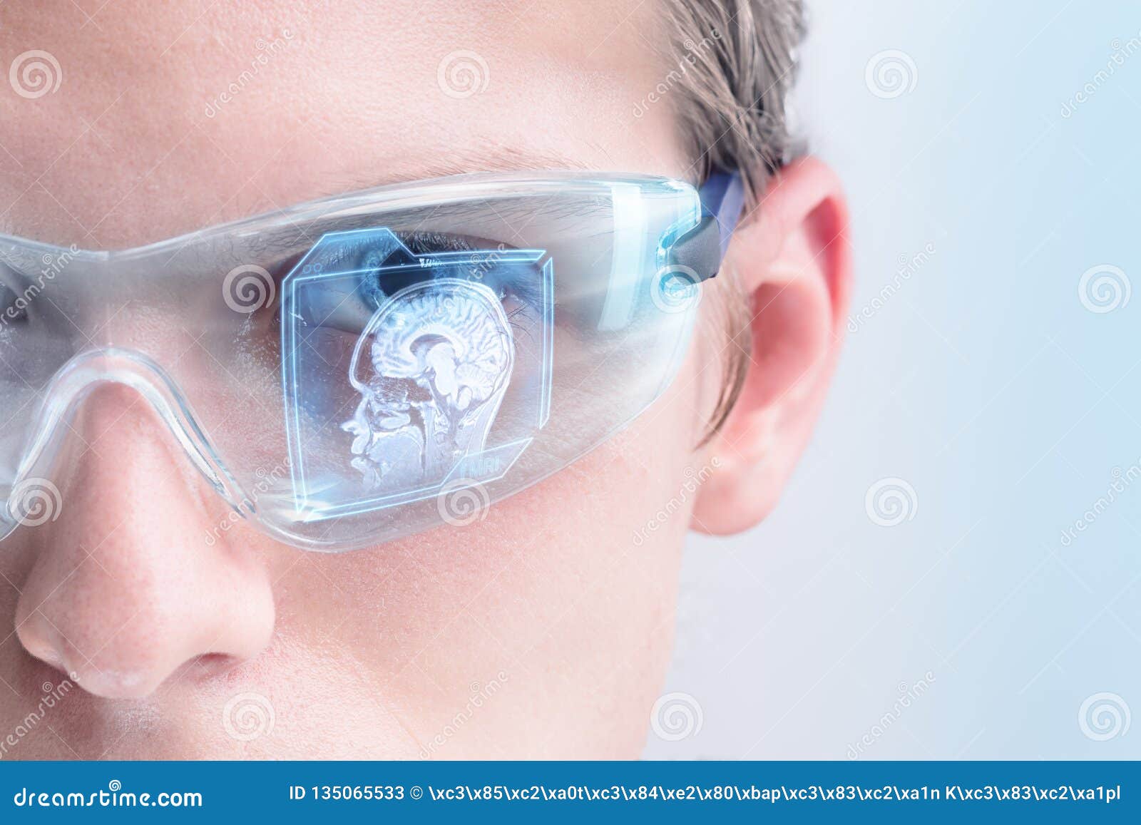 Futuristic Doctor Analyzing Brain Scan Stock Image - Image of anatomy ...
