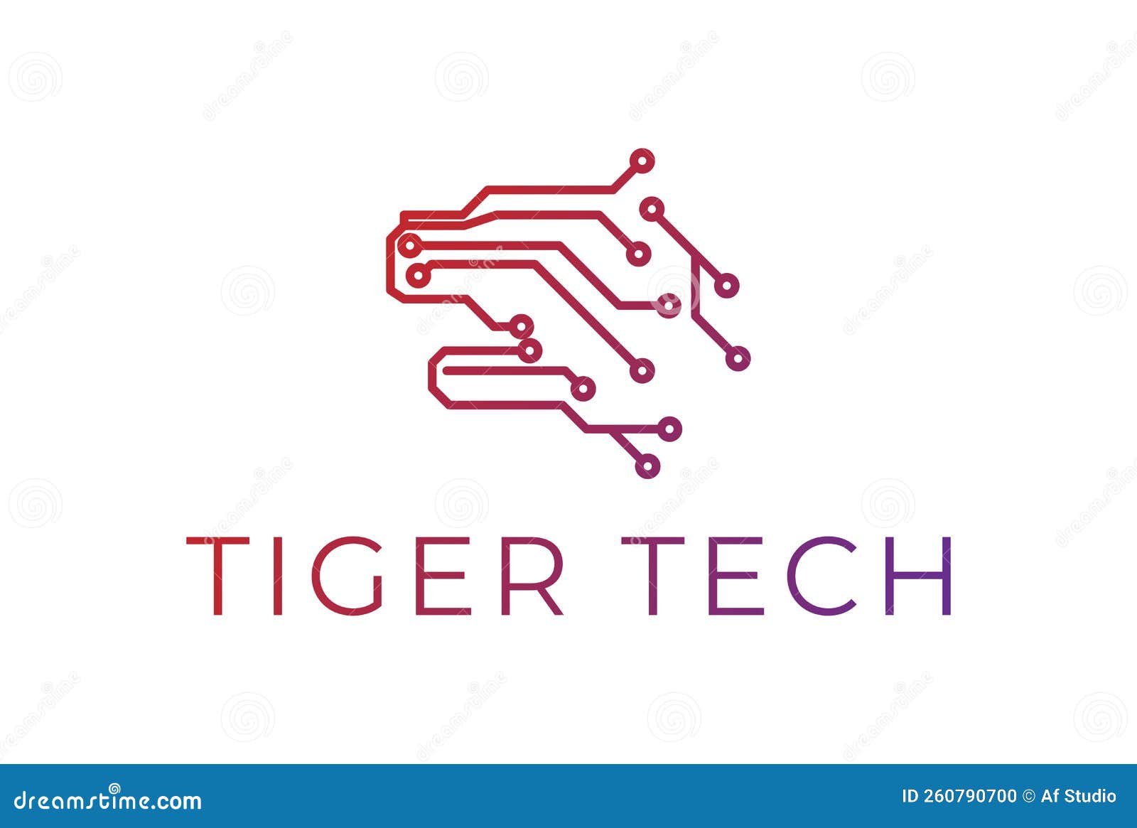 Futuristic Dog or Tiger Digital Electronic Circuit Chip for Tech Logo ...