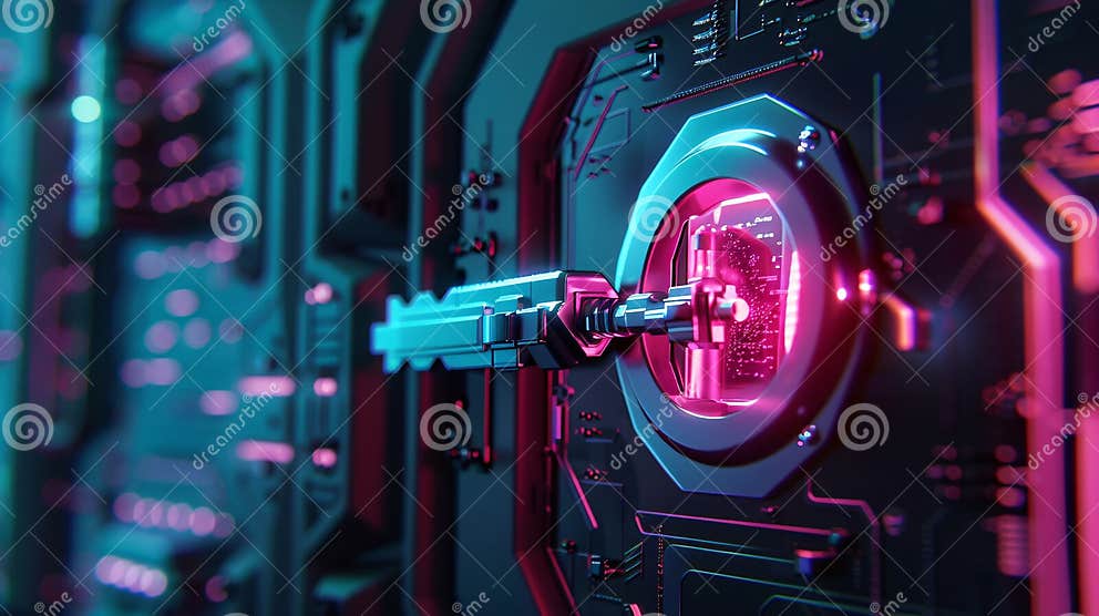 Futuristic Door Open for Cybersecurity Stock Image - Image of protect ...