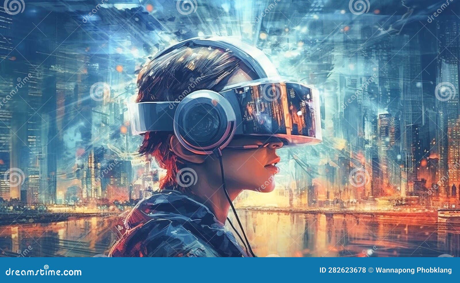 Futuristic Double Exposure AI-Generated VR Headset Unveils a Metaverse ...