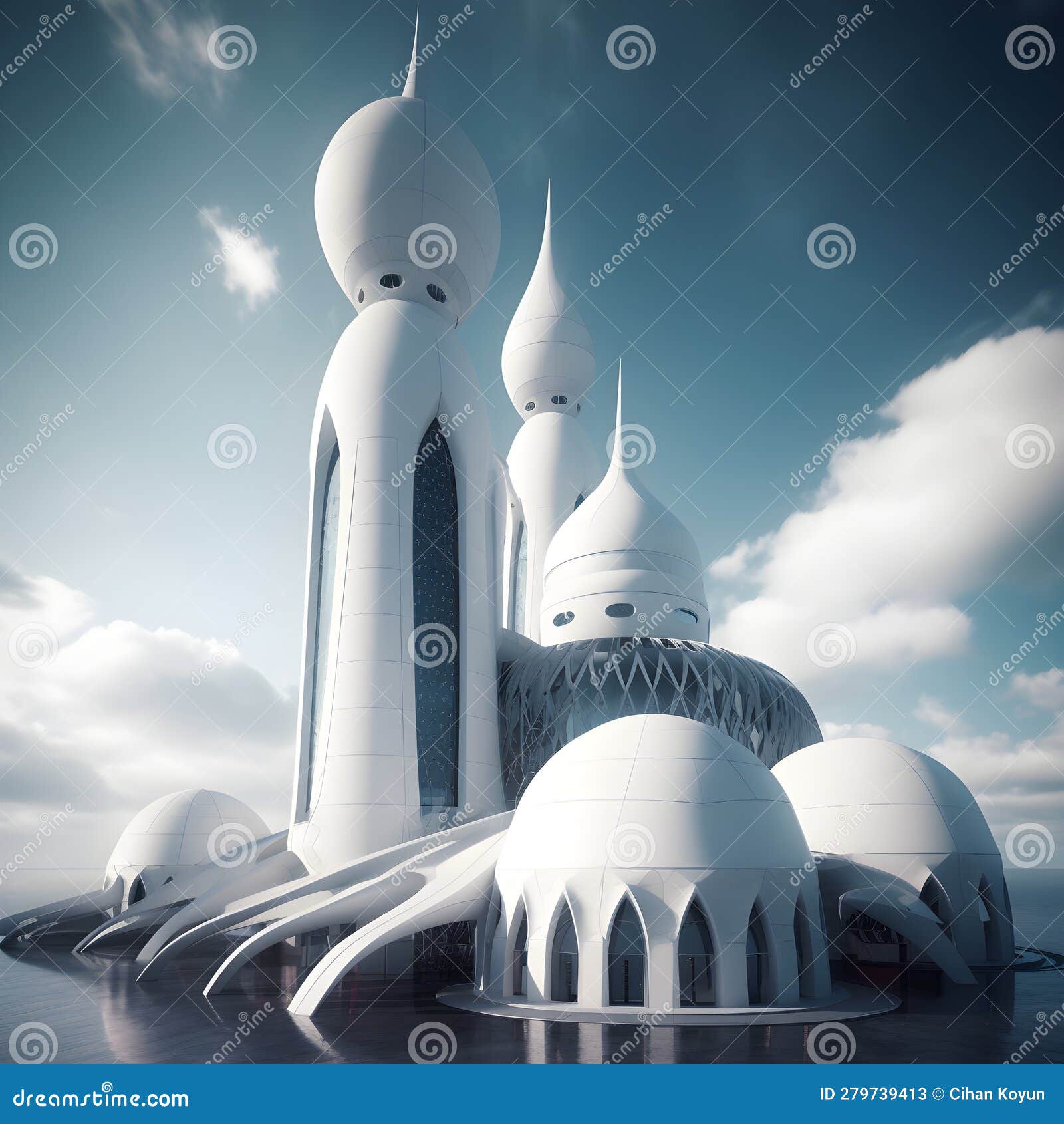 Futuristic Dreamscape, Unveiling a Striking 3d Render Against a Blue ...