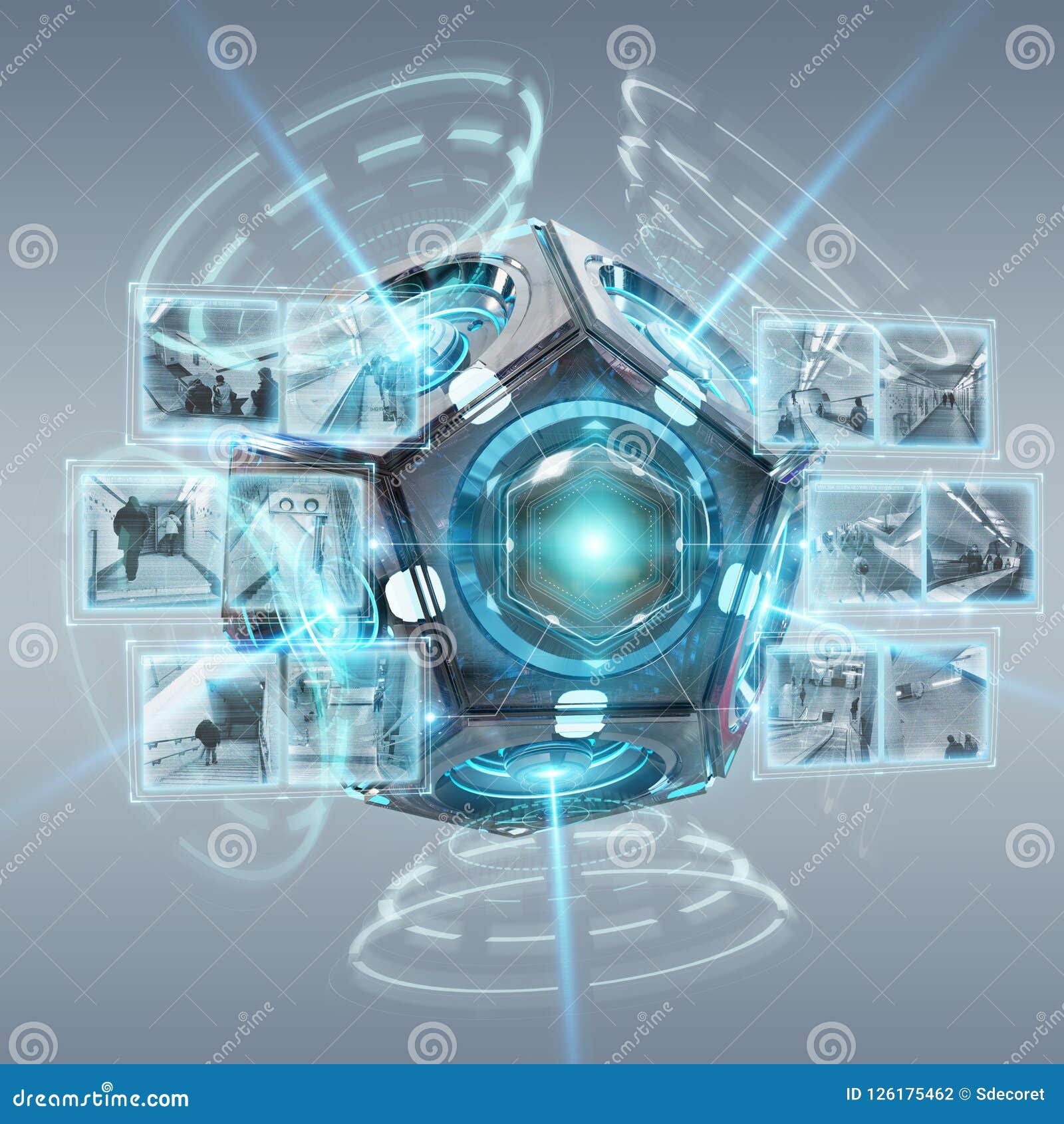 Futuristic Drone Security Camera Illustration 3D Rendering Stock ...