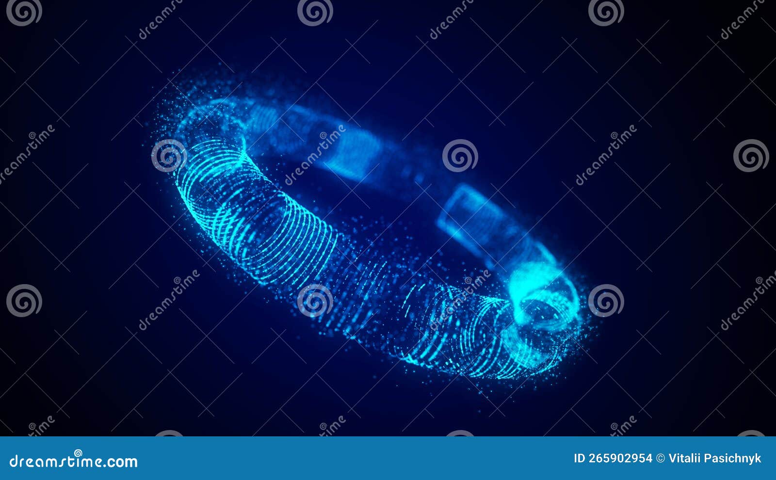 Futuristic Dynamic Wireframe Torus on a Blue Background. the Flow of ...