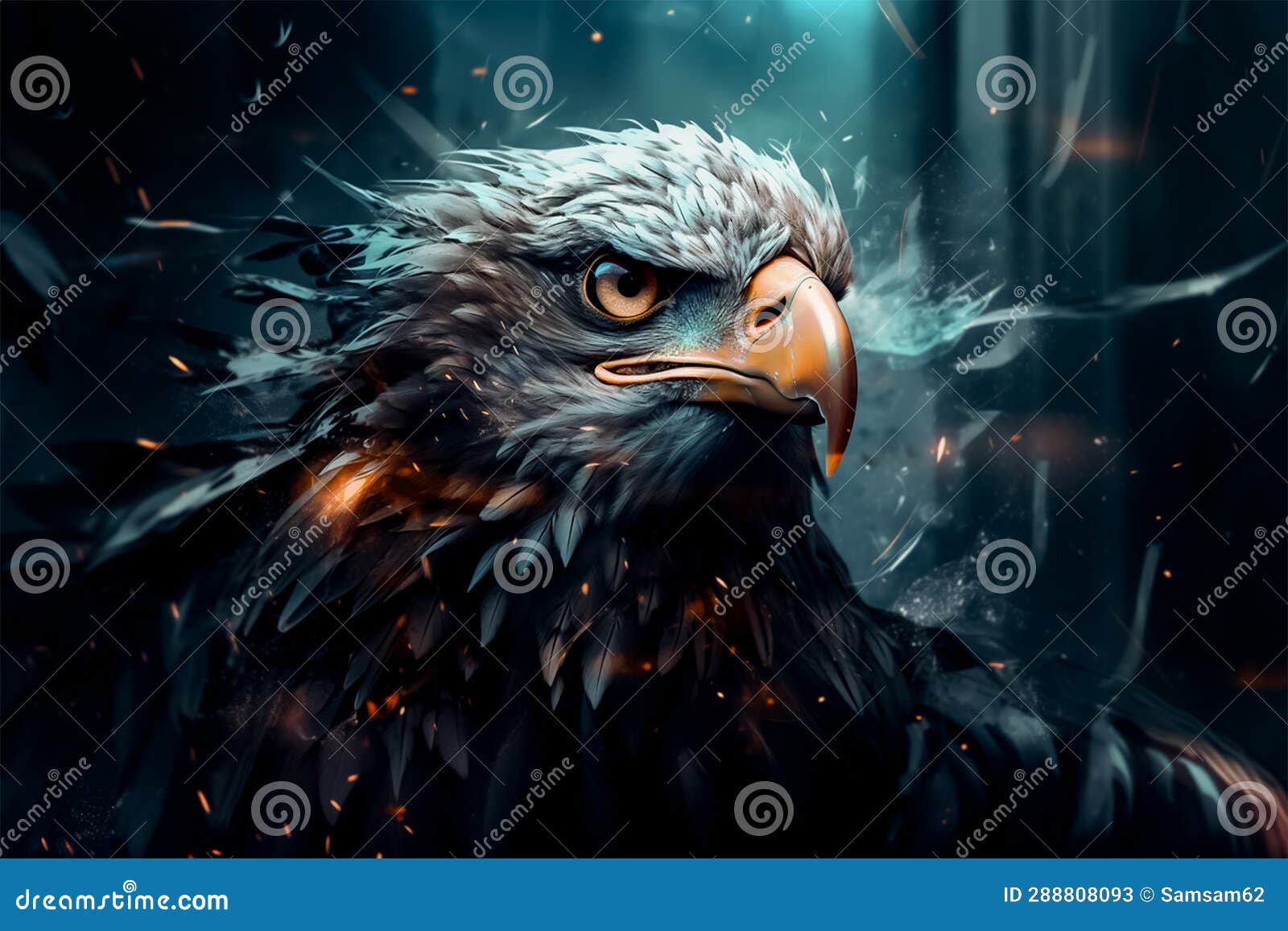 Futuristic Sci-fi Eagle Robot Alien Creature In Armor. Stock ...