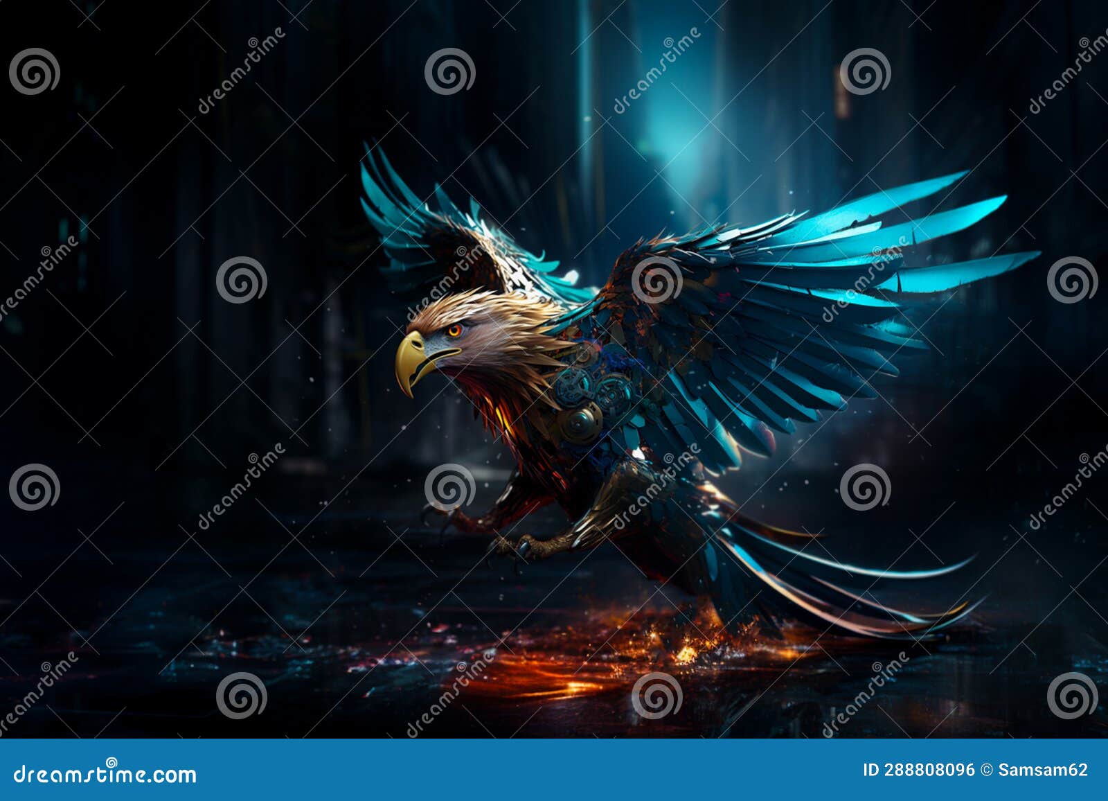 Futuristic Sci-fi Eagle Robot Alien Creature In Armor. Stock ...