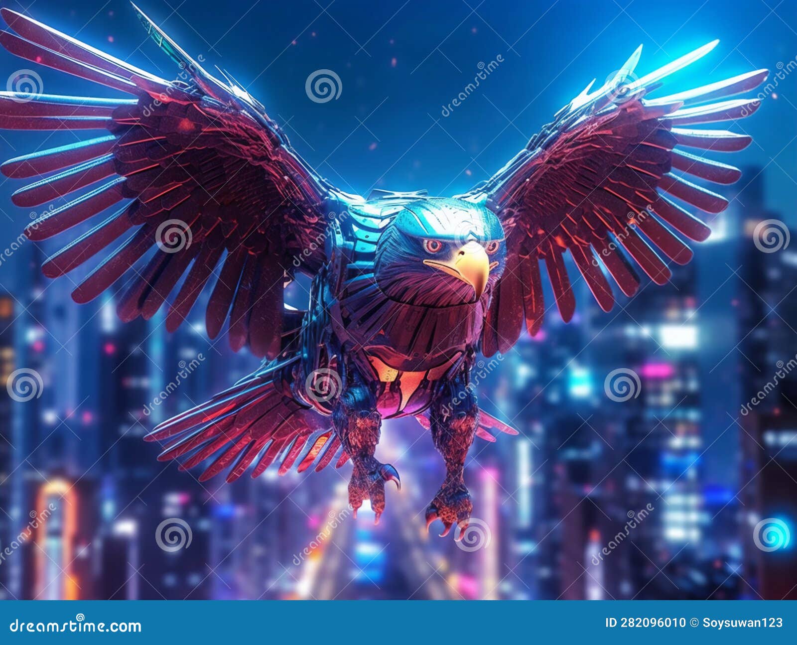 Futuristic Sci-fi Eagle Robot Alien Creature In Armor. Stock ...