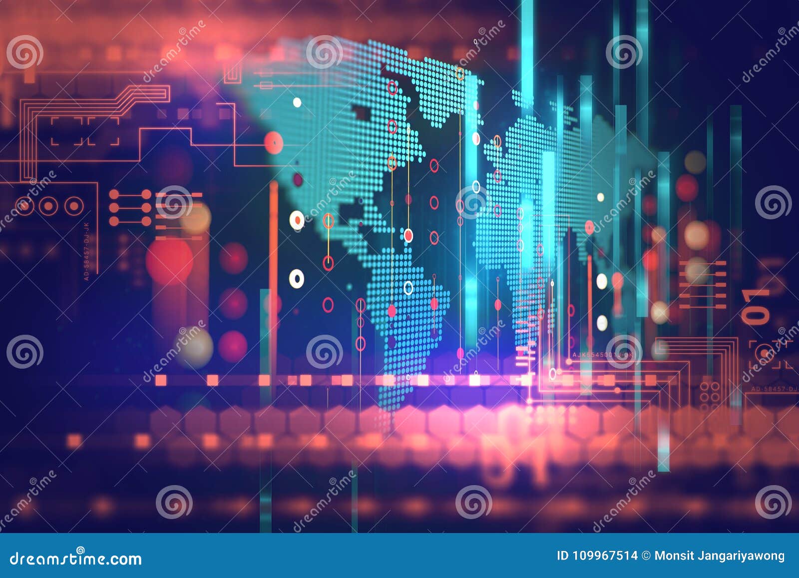Futuristic Earth Map Technology Abstract Background Stock Illustration ...