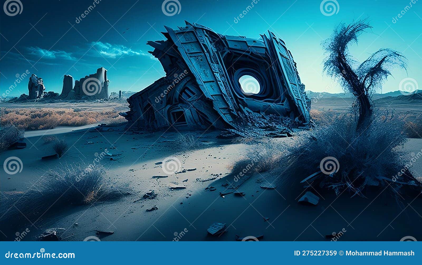 Futuristic Earthscape: a Dystopian Vision in Black and Blue, Made with ...