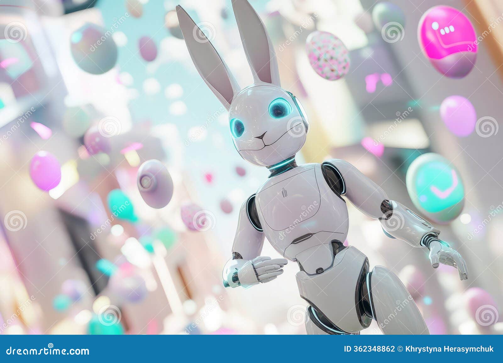 A Futuristic Easter Bunny with Sleek Robotic Features, Standing in a ...
