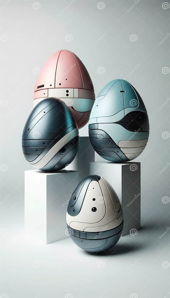 Futuristic Easter Still Life. Easter Eggs Modern Sci Fi Decor. Stock ...