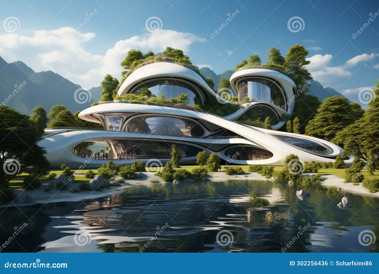 Futuristic Eco-friendly Building with Sustainable Architecture Stock ...