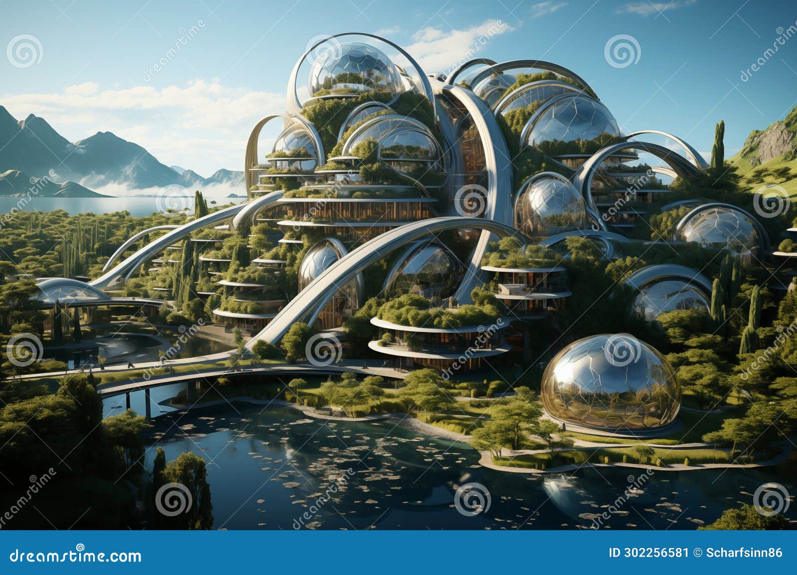 Futuristic Eco-friendly Building with Sustainable Architecture Stock ...