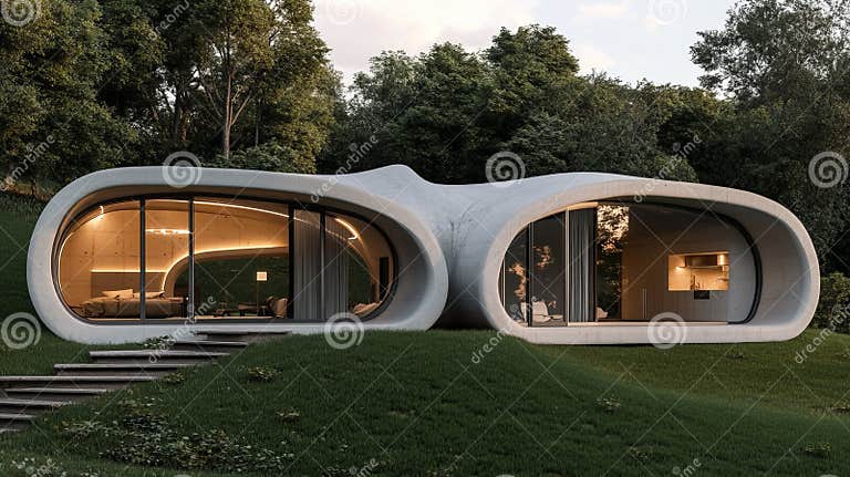 Futuristic Eco-friendly Modular Home in Nature Stock Photo - Image of ...
